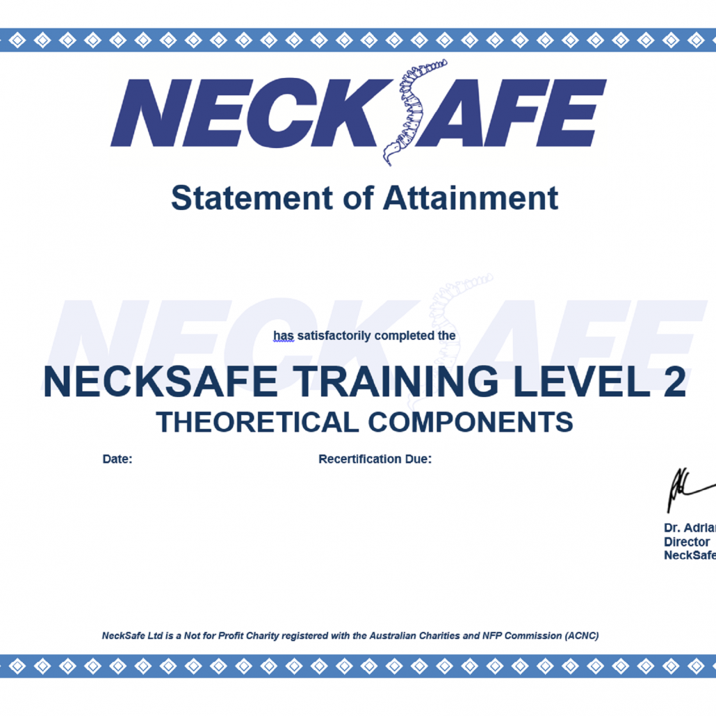NeckSafe Certifcate Theoretical Level 2 Template - NeckSafe